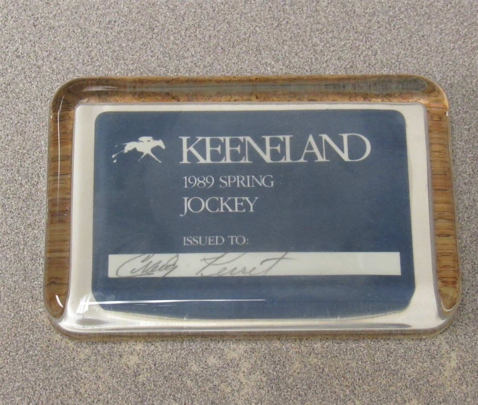 Craig Perret Signed Jockey Card Keeneland Glass Paperweight Horse ...