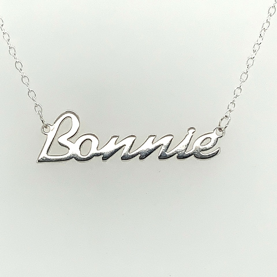 Bonnie Name Plate Necklace Pendent Sterling Silver female Personalized ...