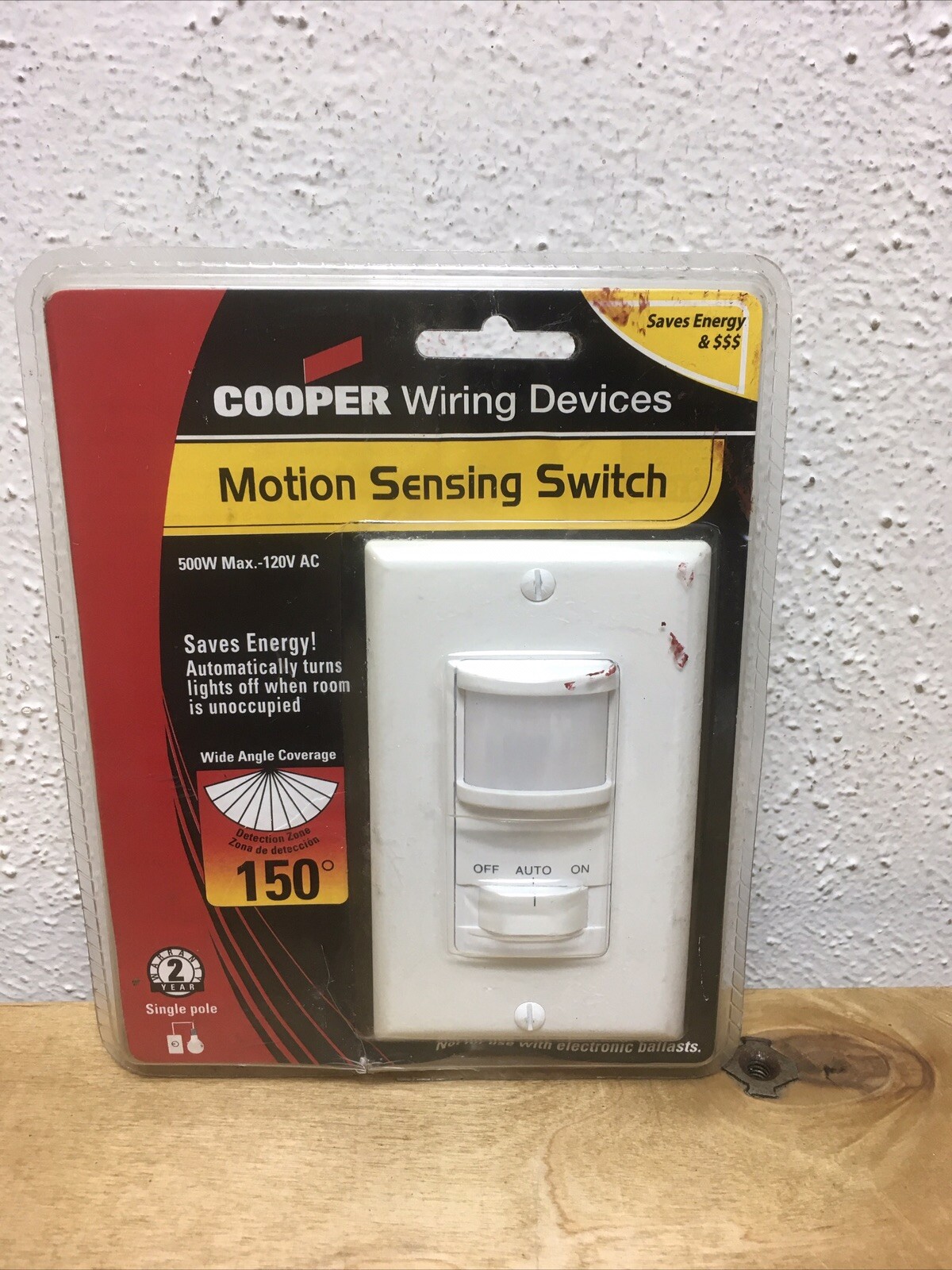 Cooper Motion Sensing Switch 120v AC 500w Max Single Pole for sale ...