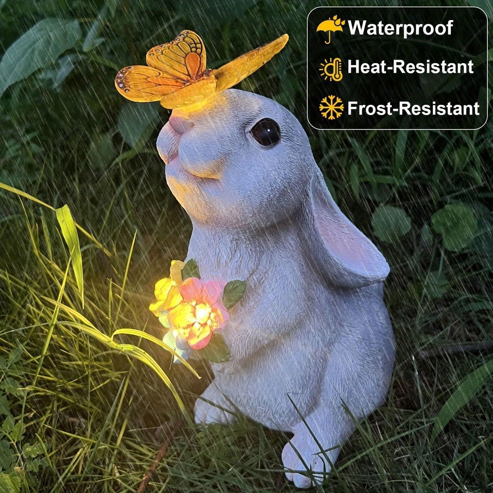 Garden Solar Rabbit Statue: Eco-Friendly Outdoor Decor for Patios ...