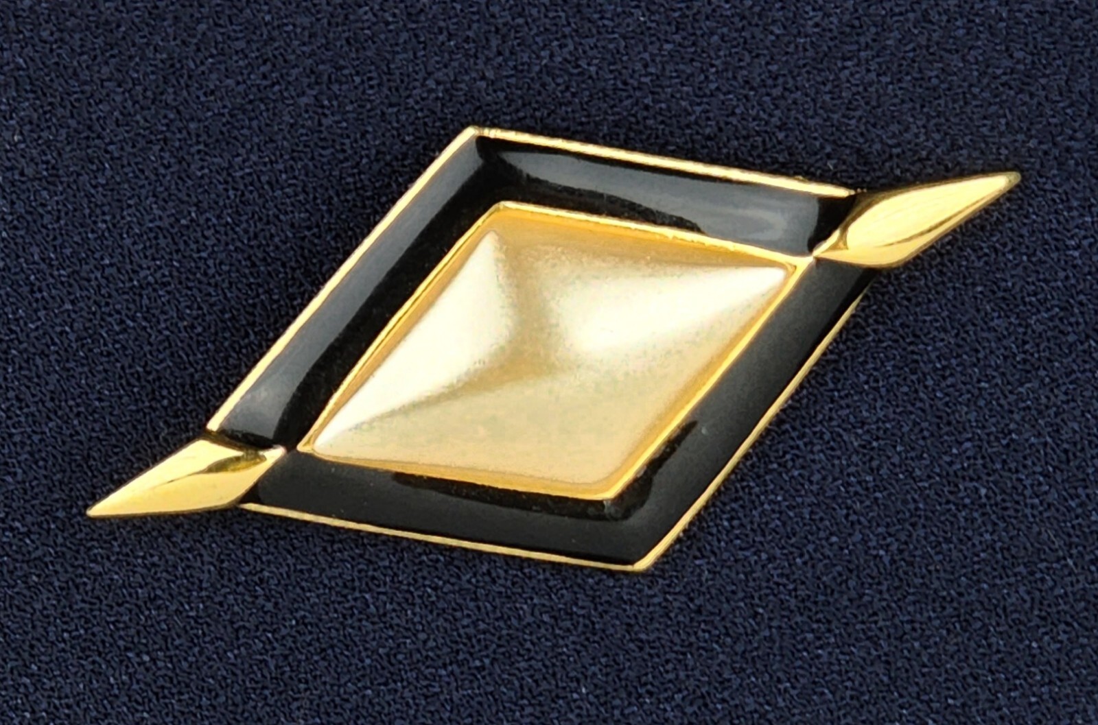 Napier Rhombus/Diamond Pin Broach Pearlecent, Black Enamel, Gold Tone ...