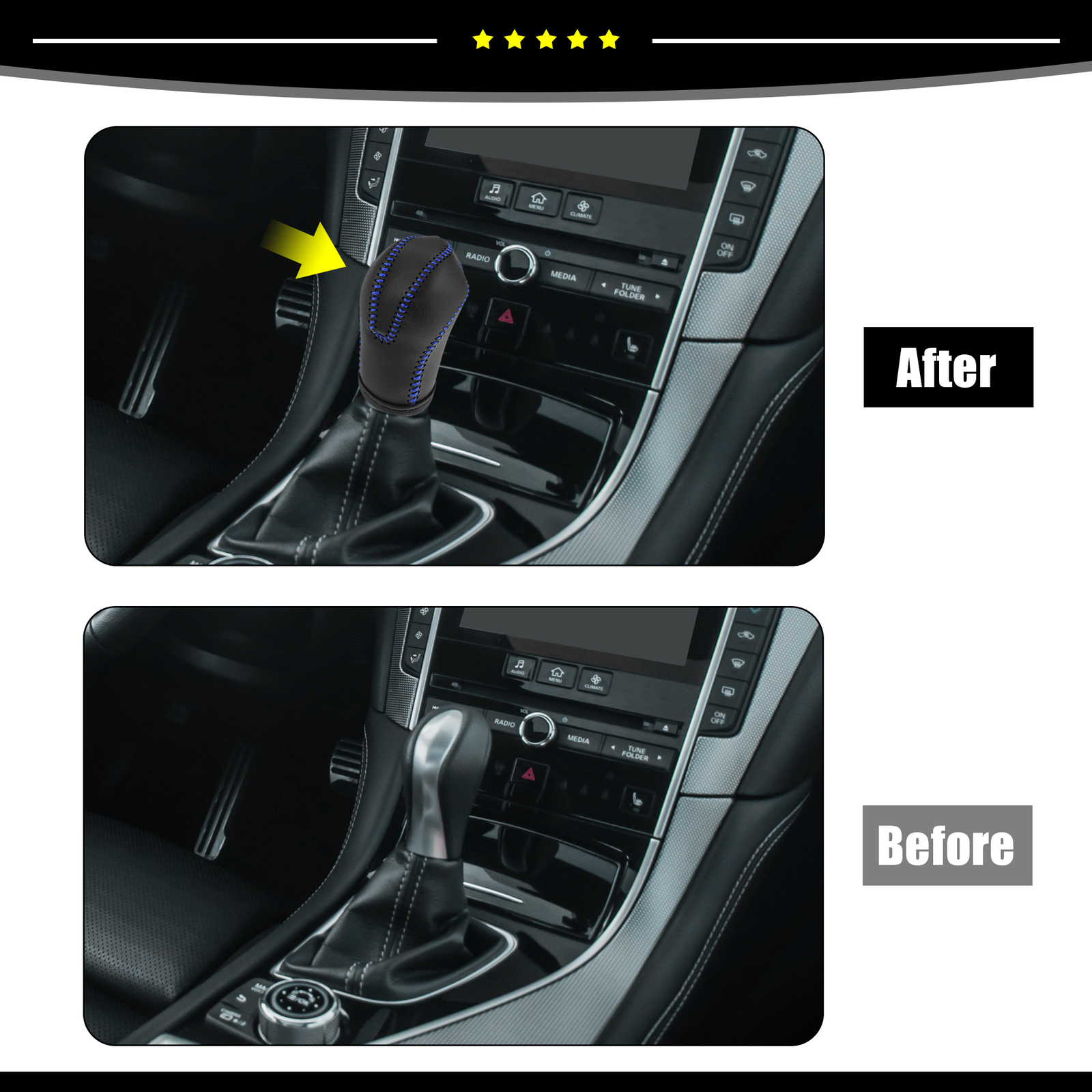 Piece of 1 Gear Shift Knob Cover fit for Infiniti QX50 QX70 QX80 14-16 ...