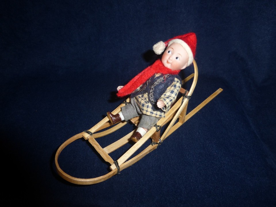 Antique German Kestner Googly Boy Doll On Wood Bobsled 4 1/4" SALE | eBay