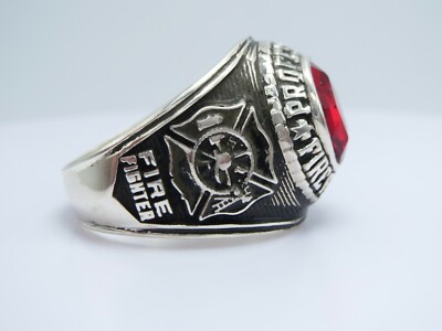 SILVER 925 , RING , FIRE FIGHTER RING , PROFESSIONAL RING , US Size 10. ...