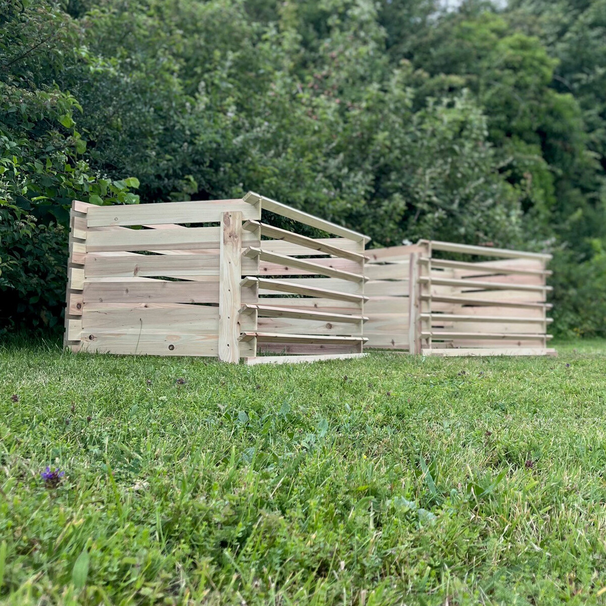 Set of 2 Wooden Slatted Garden Composters Wood Compost Bin (65cm x ...