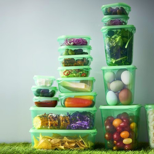 17-Pc Food Storage Container Set with Lids – BPA-Free, Airtight, Green ...