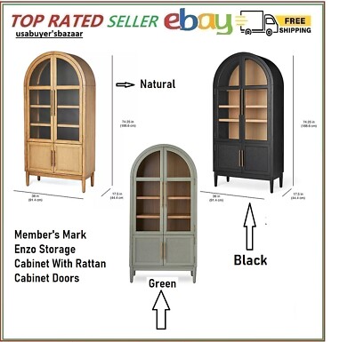 Member's Mark Enzo Storage Cabinet With Rattan Cabinet Doors | eBay