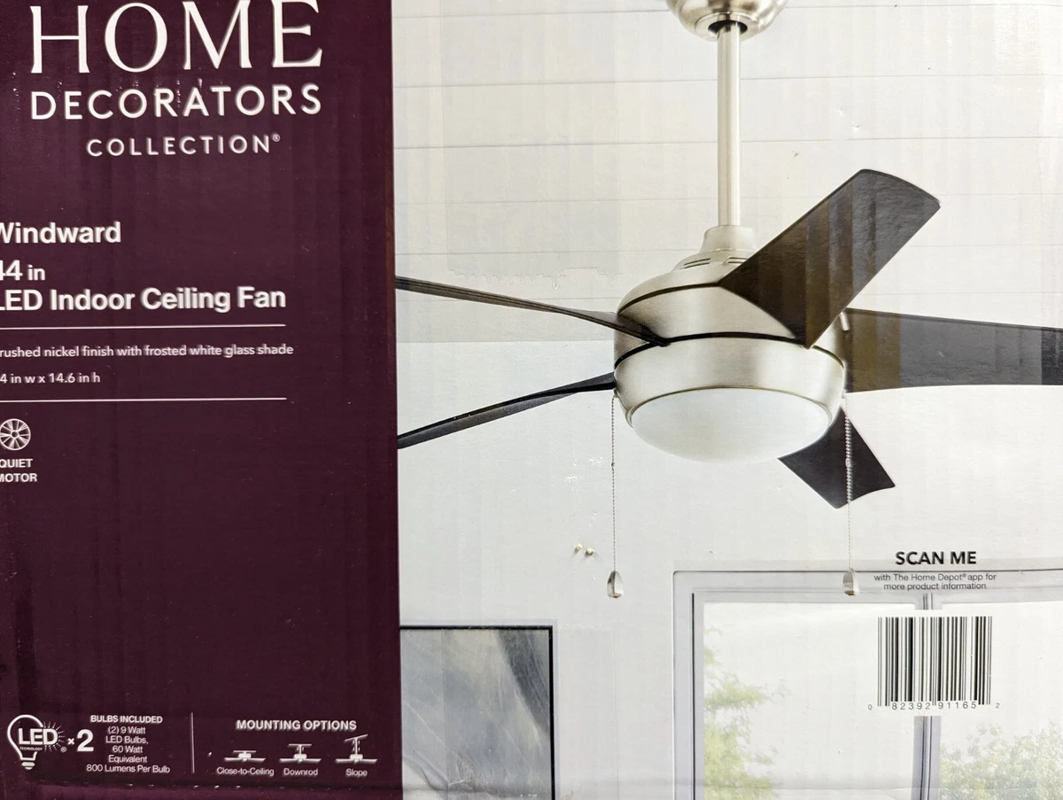 Windward 44 In Led Indoor Brushed Nickel Ceiling Fan With Light Kit ...