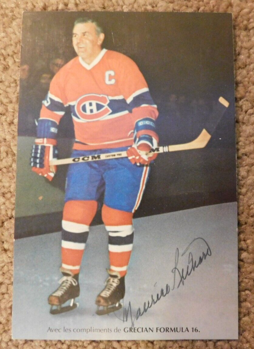 MAURICE ROCKET RICHARD SIGNED GRECIAN Formula CARD Autograph See Pics ...