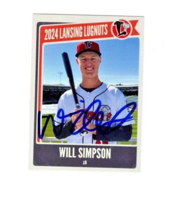 Will Simpson signed autograph Custom baseball card 2024 Lansing ...