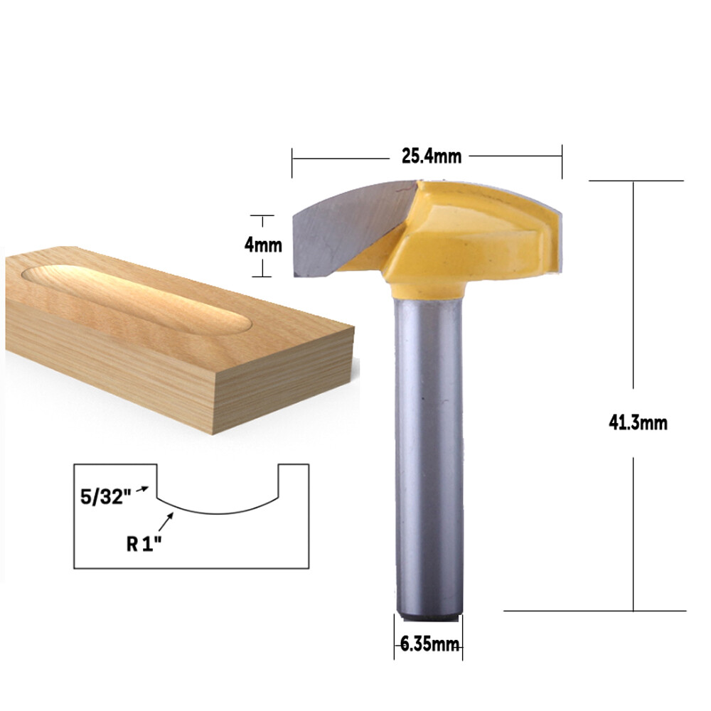 1PCS 1/4" Shank 1" Radius Horizontal Crown Router Bit door knife cutter ...
