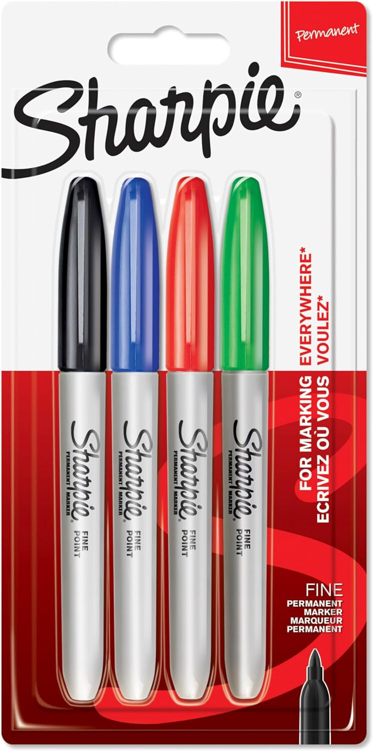Sharpie Fine Permanent Marker Stift 4 Packung Standard Farben ...