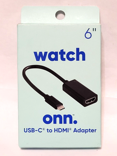 onn. 6" USB-C to HDMI Adapter, Black, 4K Resolution, Gaming Setup or ...