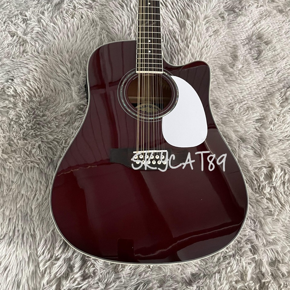 Red Takamine 12 Strings Acoustic-Electric Guitar Mahogany Neck Bone Nut ...