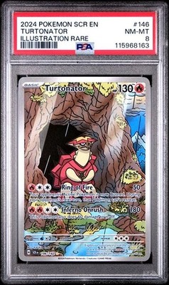 2024 Pokemon SCR EN Turtonator ILLUSTRATION RARE FULL ART 146/142 PSA 8 ...