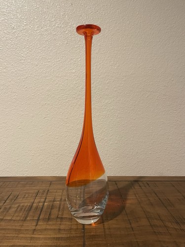 Vintage Veneto Hand Blown Cased Glass Stretch Vase, Dijon Orange, 1970 ...