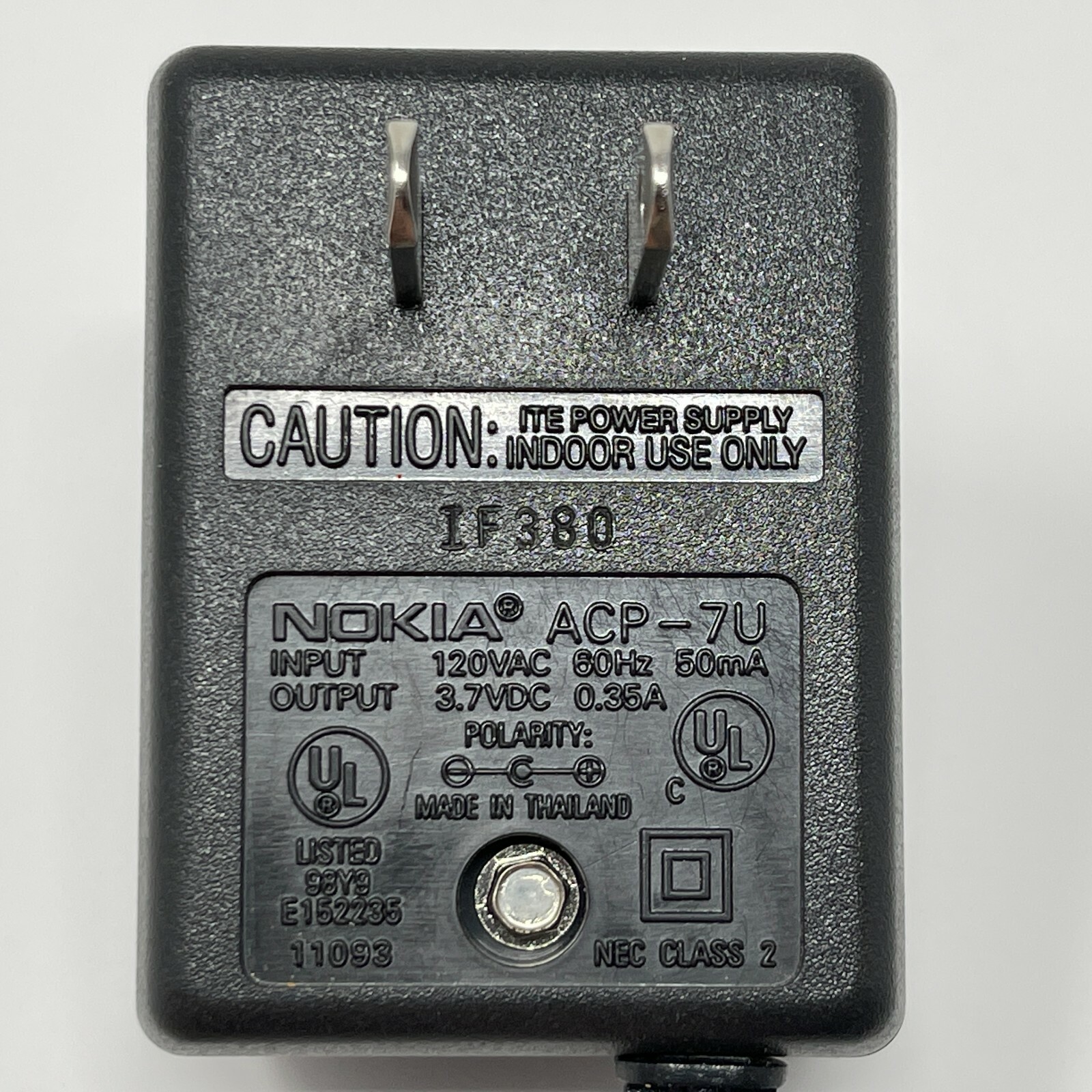 Nokia power supply ACP-7U Input 120VAC 60hz 50ma - Output 3.7 VDC .35A ...