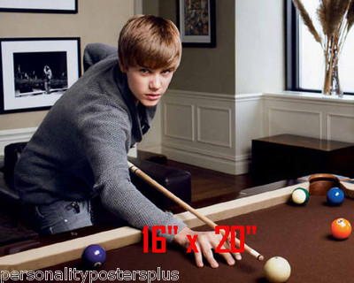Justin Bieber~Playing Pool~Billiards~Shooting Pool~Poster~Photo~ 16" x ...