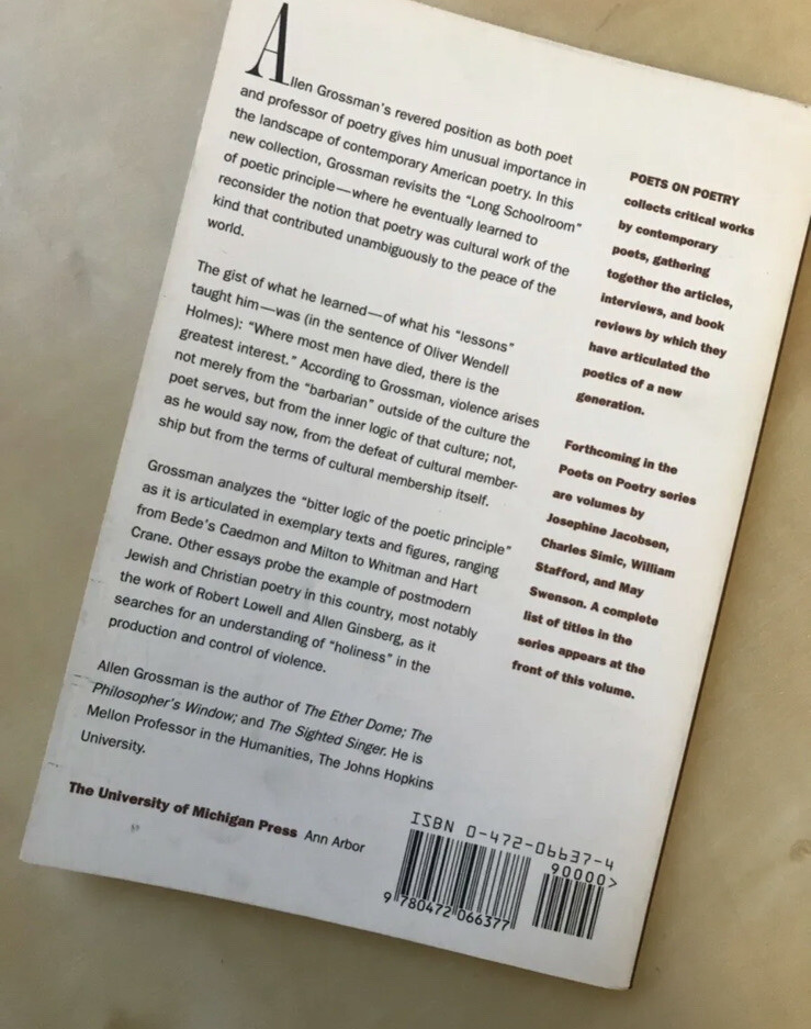 The Long Schoolroom by Allen Grossman bitter logic of poetic principle ...