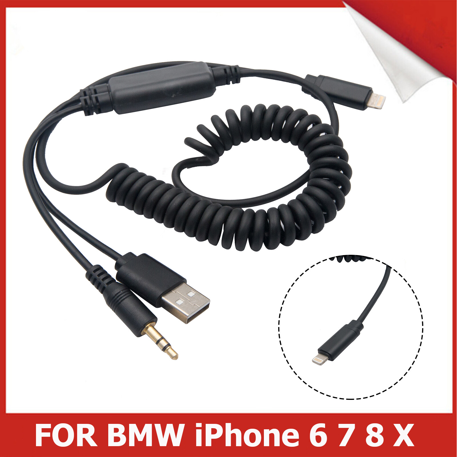 For Y Cable Lead USB Audio AUX Adapter Interface For pod phone 5 6 7 8 ...