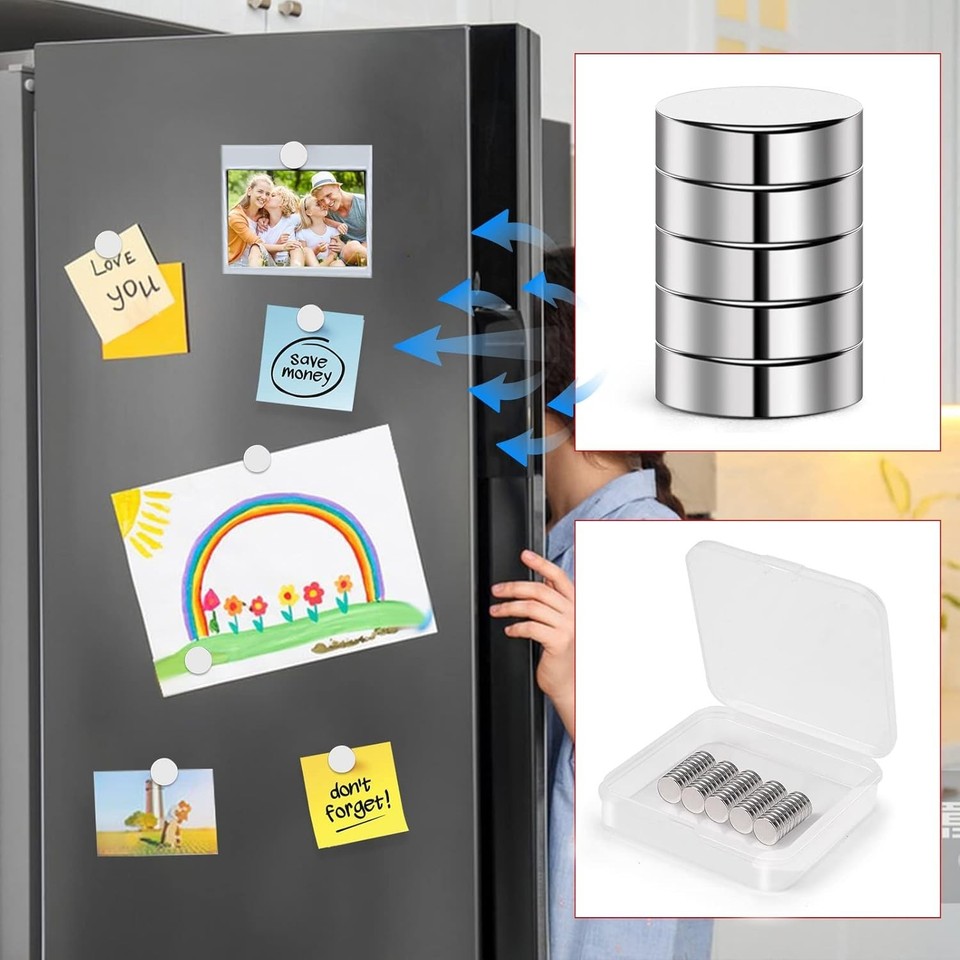 Refrigerator Magnets 50 Pcs, 10x3mm Tiny Round Disc Small Whiteboard ...