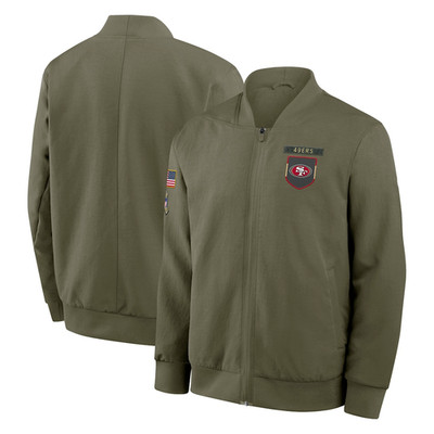 Men's San Francisco Olive 2025 Salute to Service Sideline Therma ZIp ...