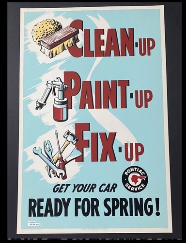 1953 Org Genuine GM Poster 38x25” Pontiac Dealers Bodyshop Service One ...