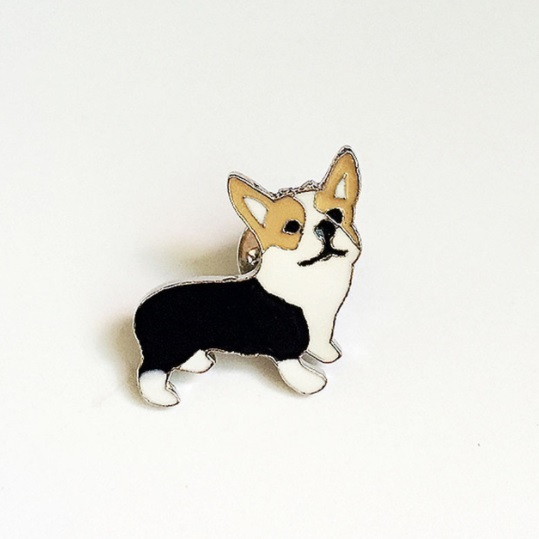 Tricolor Pembroke Welsh Corgi dog collar pin badge lapel brooch ...