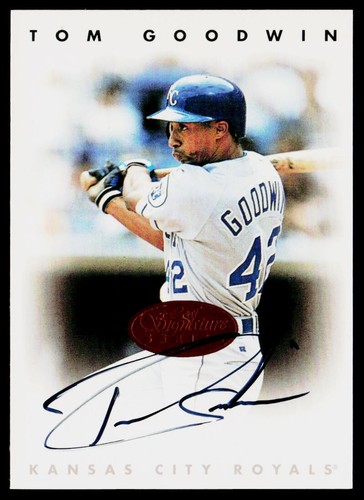 Tom Goodwin 1996 Donruss Leaf Signature Series Bronze On Card Autograph ...