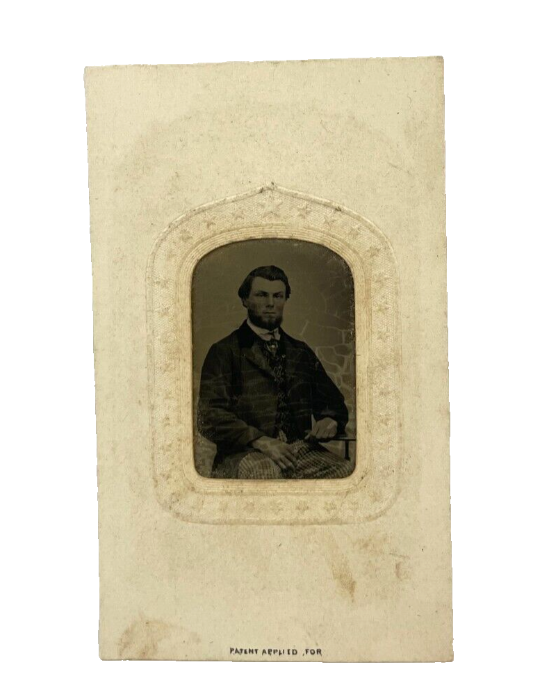 ANTIQUE TINTYPE PHOTO HANDSOME MAN WELL-DRESSED 2-CENT CIVIL WAR TAX ...