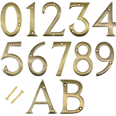 Brass Door Numbers & Letters 3" / 75 mm Polished Solid House Flat ...