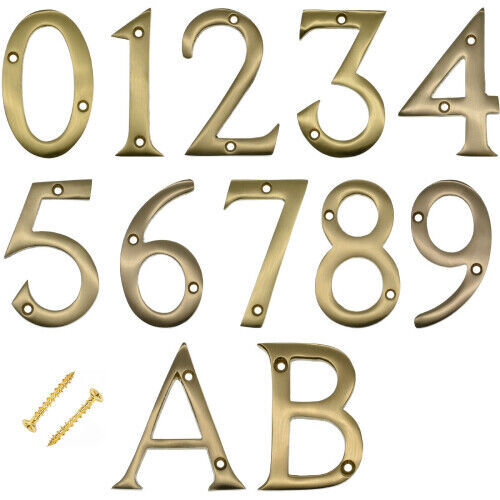 Brass Door Numbers & Letters 3" / 75 mm Polished Solid House Flat ...