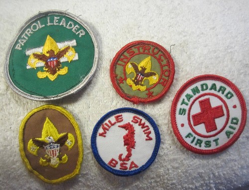 5 lot BSA patches badges,mile swim,scout instructor,patrol leader first ...