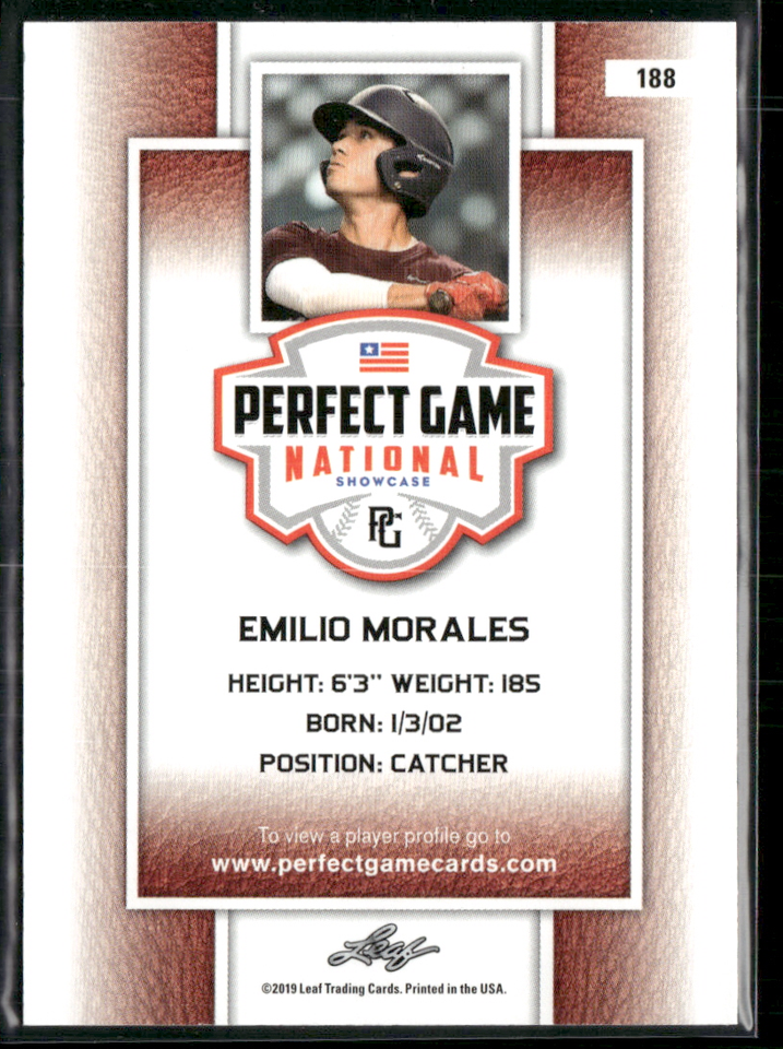 Emilio Morales 2019 Leaf Perfect Game #188 | eBay