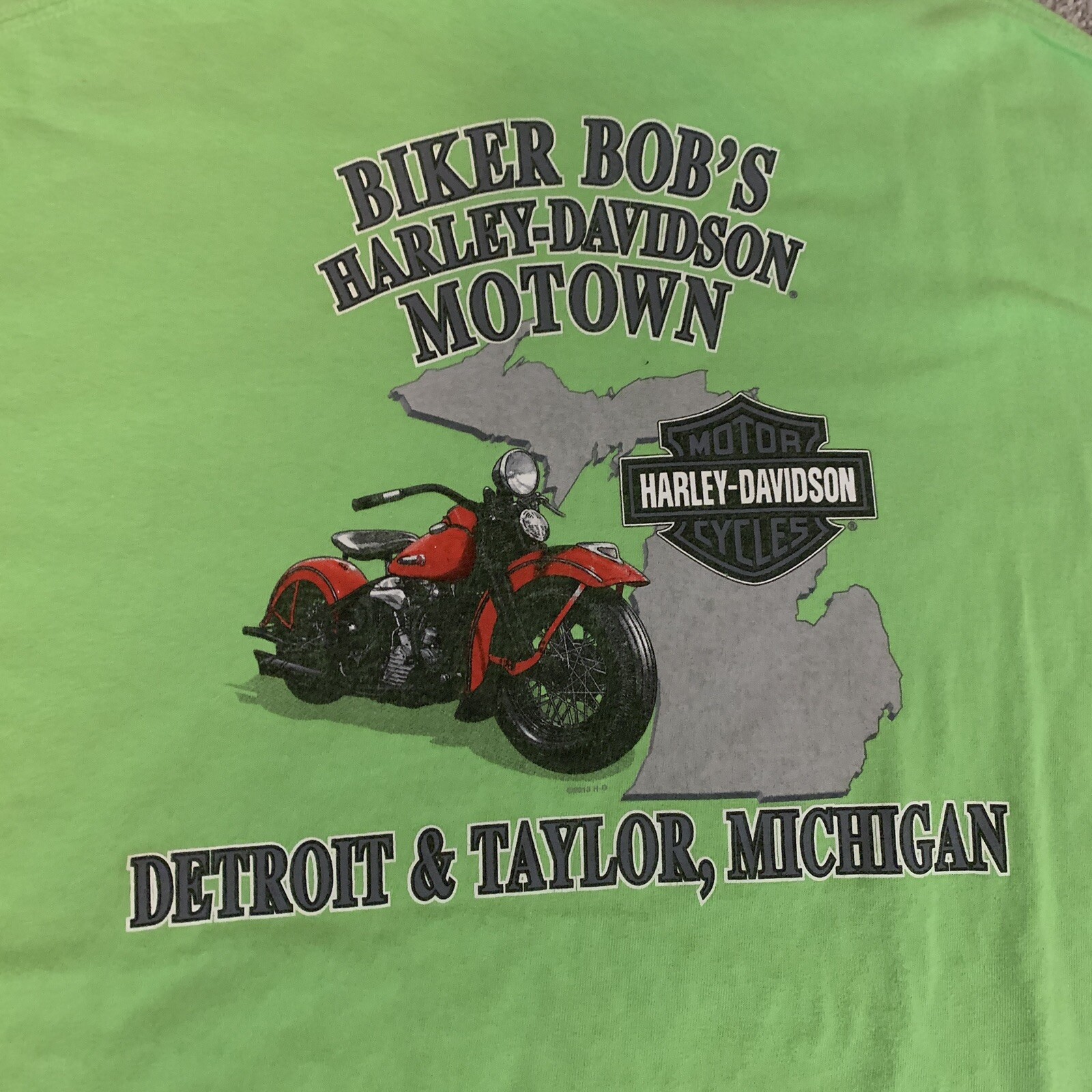 HARLEY DAVIDSON MEN’S GREEN, XL, “BIKER BOB’S HD MOTO… - Gem
