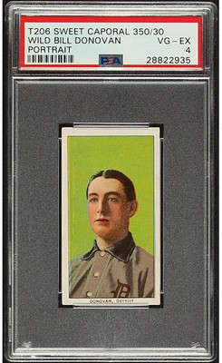1909-11 T206 Sweet Caporal 350/30 Wild Bill Donovan (Portrait) PSA VG ...
