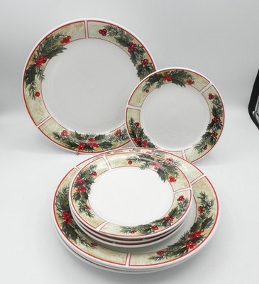 Gibson Mistletoe Dish Set 4 Dinner 4 Salad Plates Set of 8 | eBay