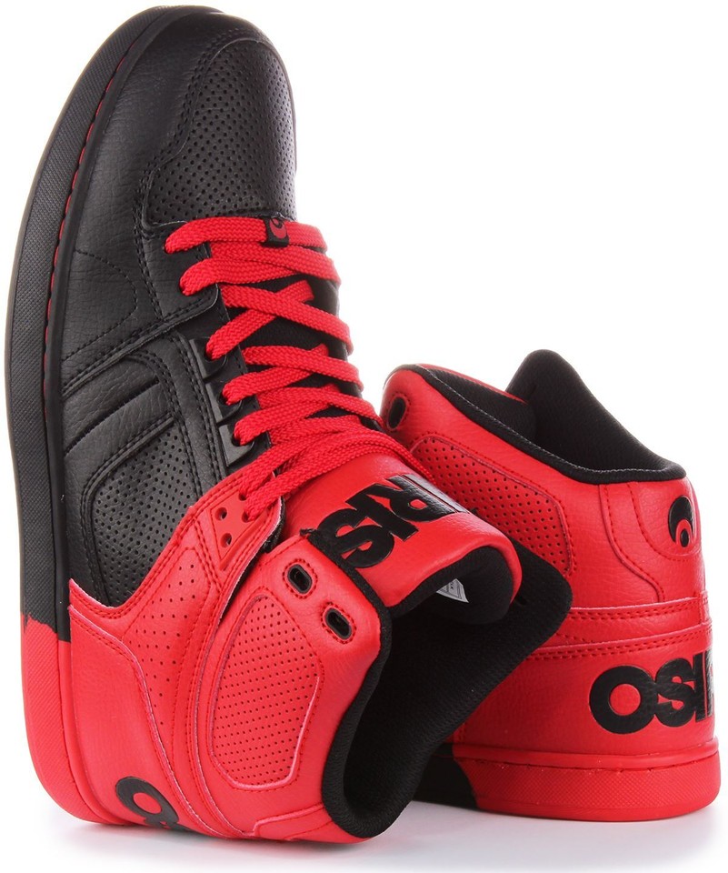 Osiris NYC 83 CLK Supported Heel Mid Top Skate Trainer Black Red Mens ...