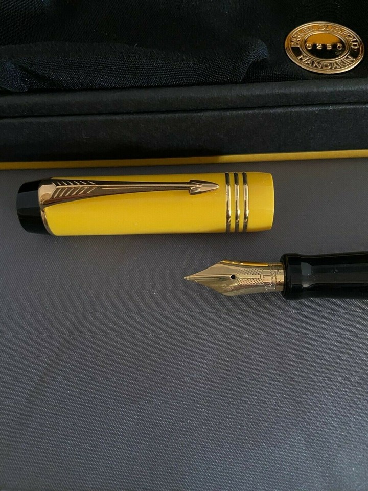 Parker Duofold Mandarin Yellow Fountain Pen L.E. MIB NOS #250 of 10,000 ...