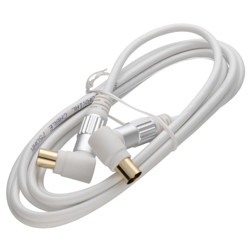 Pro HQ Metal RF TV Aerial Cables for TV Faceplate Straight/Right Angled ...