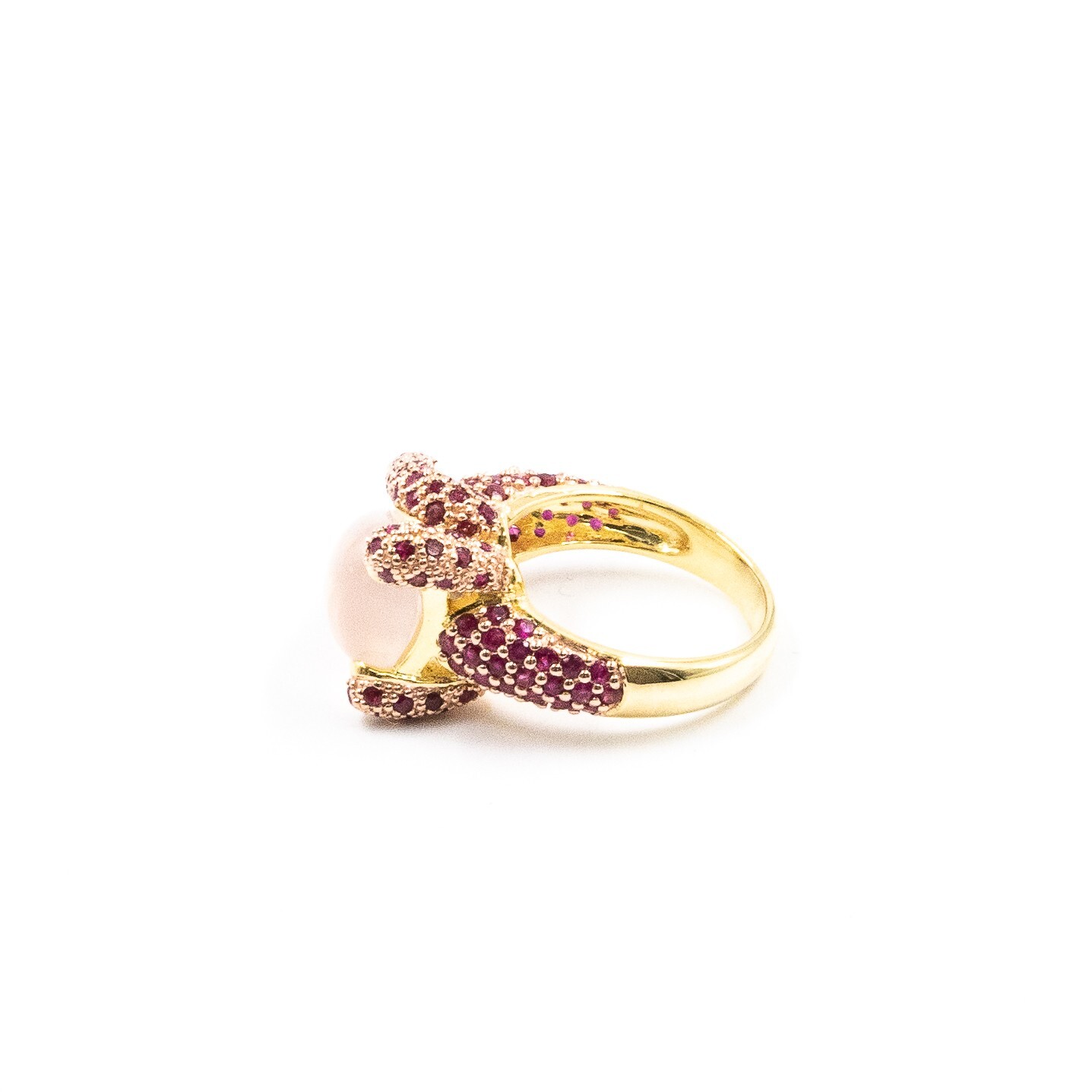 10.00ct Natural Ruby and Rose Quartz Ring 925 Sliver in Gold Plated ...