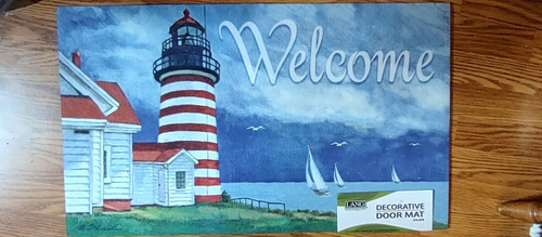 Lang ~ LG Nautical Door Mat Lighthouse ~ 18h x 30"w Rubber Back ...