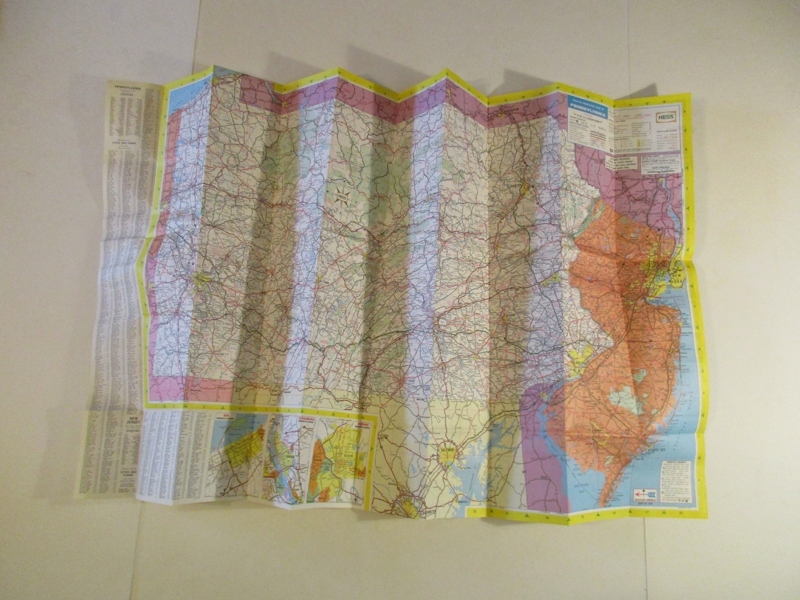 1974 HESS Pennsylvania Oil Gas Service Station Travel Road Map ~ Box C ...