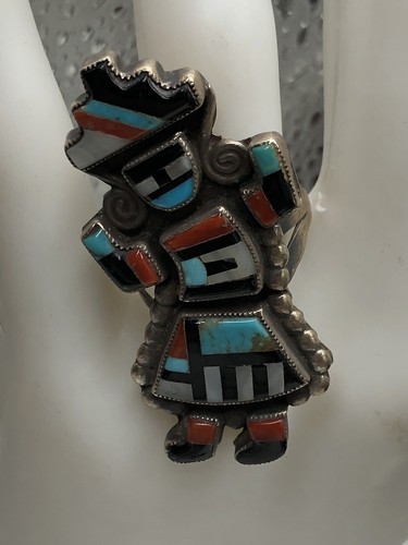 ZUNI GILLERIMO & BERNICE (G.B.) NATACHU STERLING RAINBOW MAN KACHINA ...