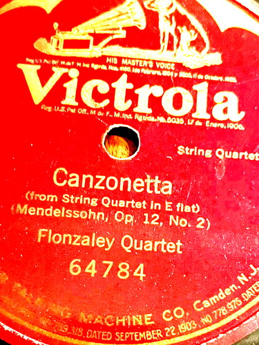 Flonzaley Quartet - Canzonetta - Victrola Record 64784 - One Sided 10 ...