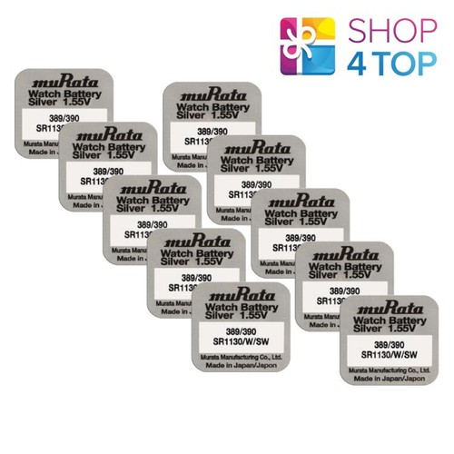 10 MURATA 389 390 SR1130/W/SW BATTERIES SILVER 1.55V WATCH BATTERY 2026 ...