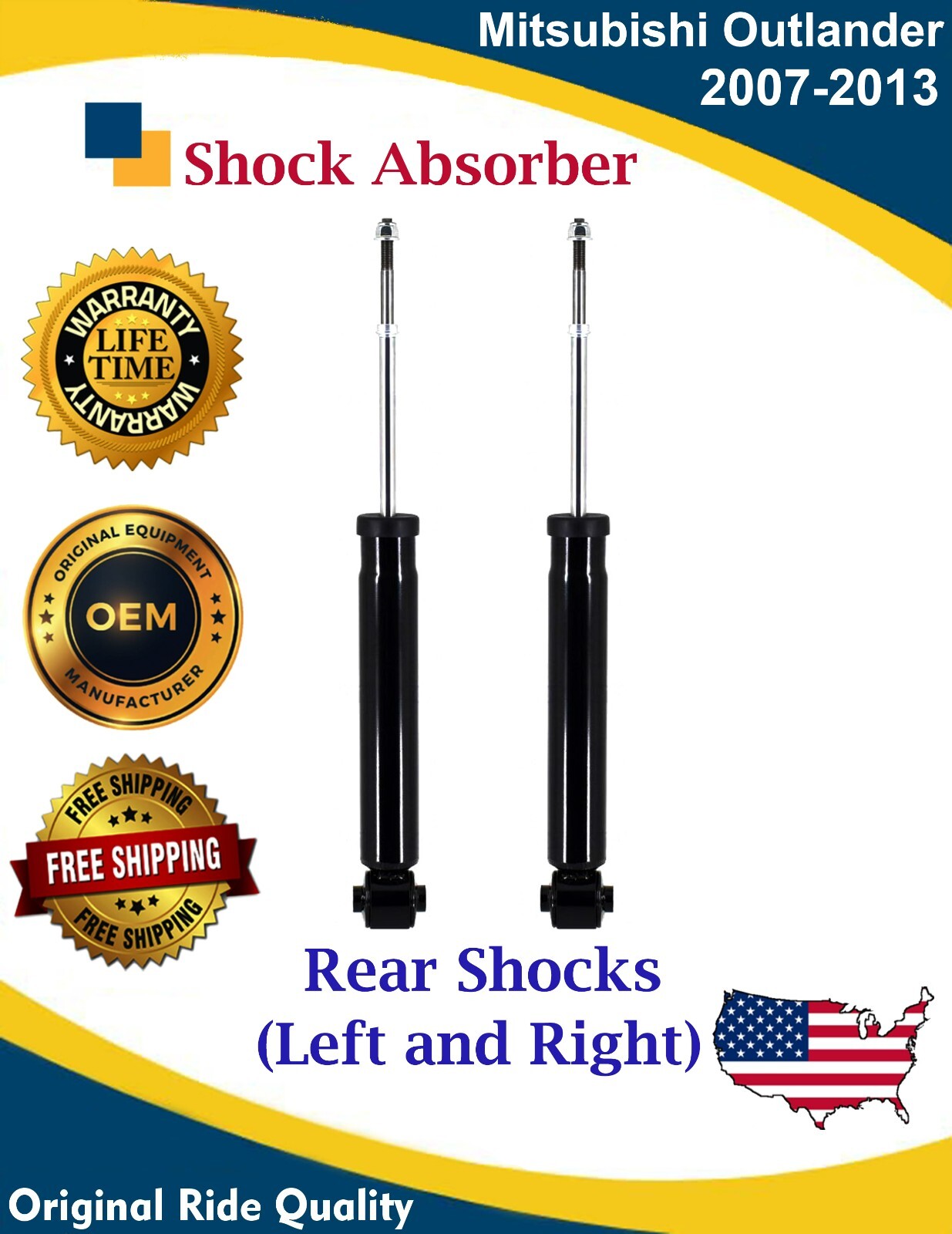 High Quality OE Rear Shocks For 2007-2013 Mitsubishi Outlander Lifetime ...