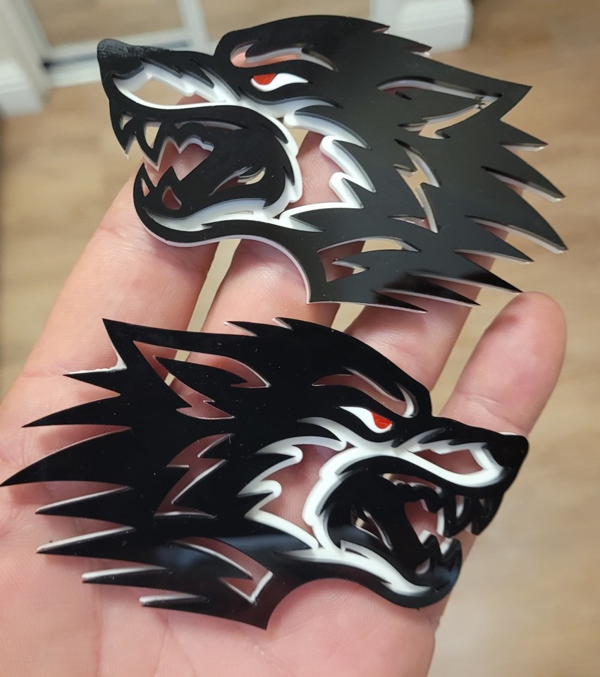 Aggressive Wolf Head Emblem Decals Red Eyes – Black Gloss Car/Truck ...