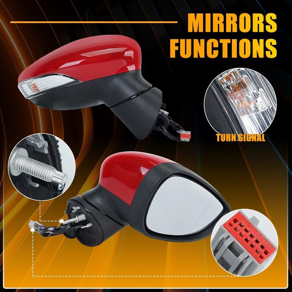 2x Right Driver Heated Manual Fold Red Wing Mirror For Ford Fiesta MK7 ...