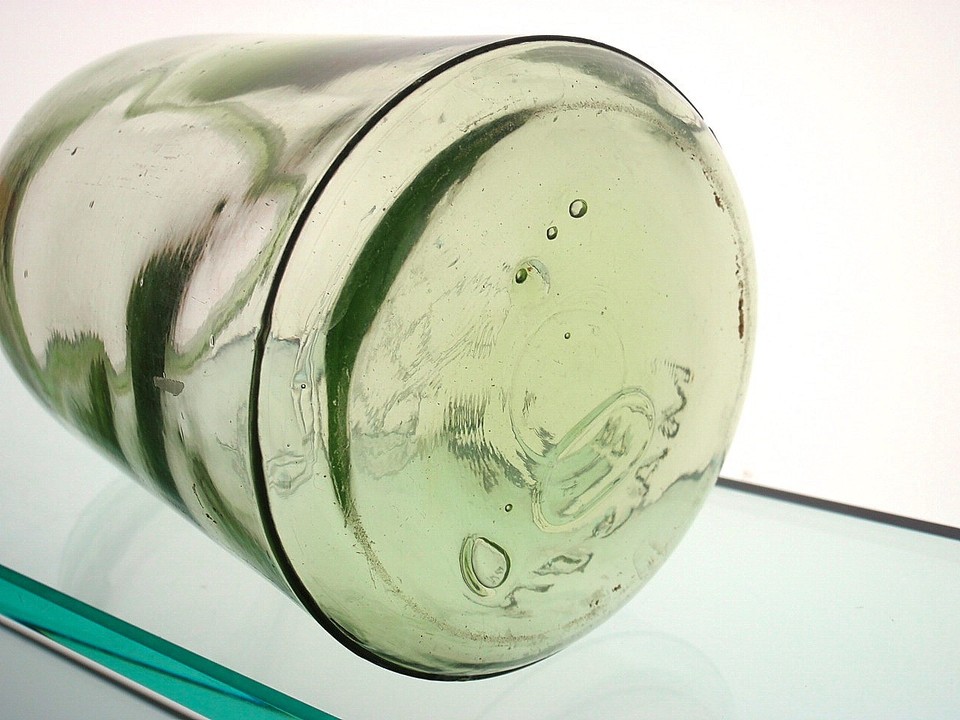 SUPERB- RICH YELLOW APPLE GREEN BALL MASON QUART GLASS ANTIQUE FRUIT ...